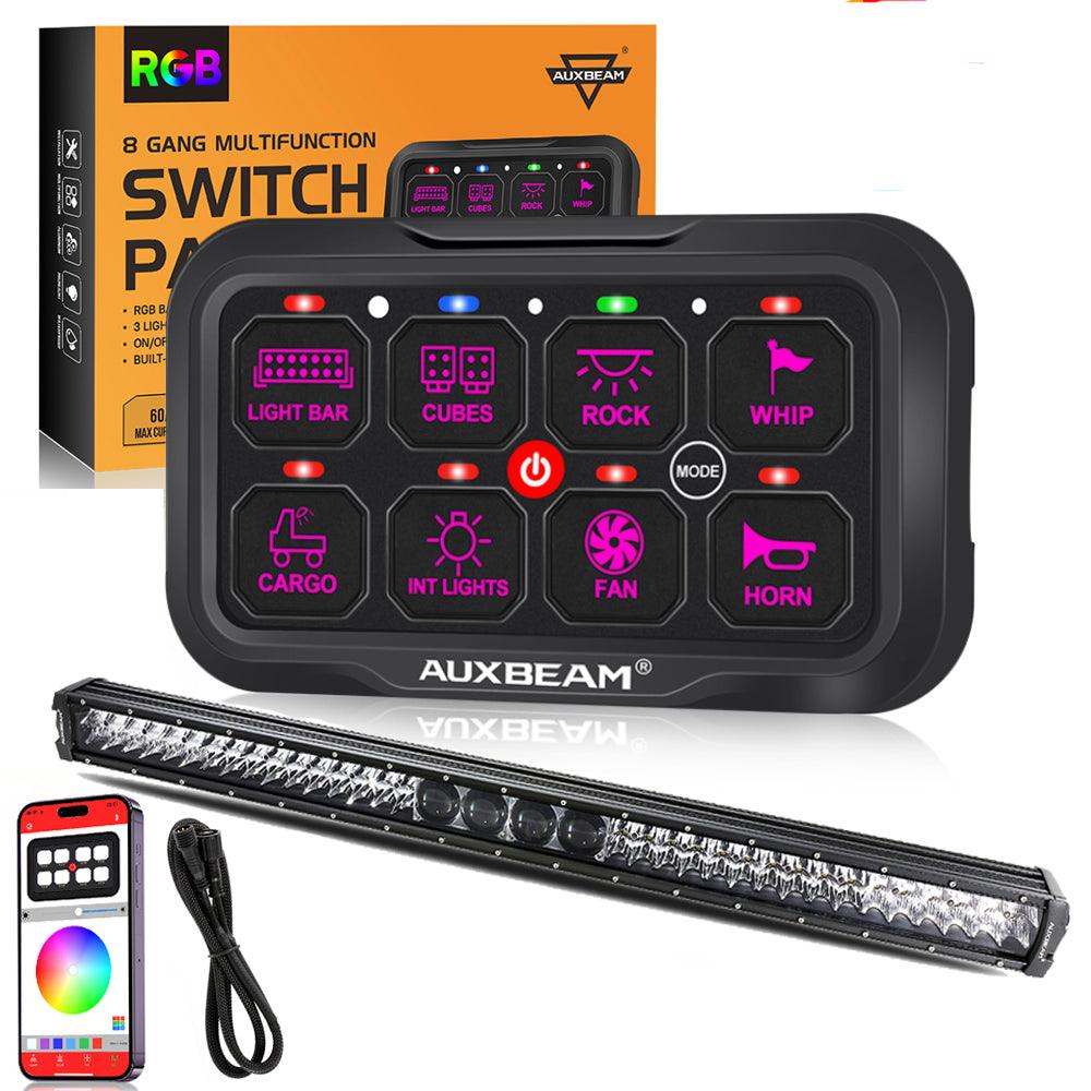 8 Gang Switch Panel+42 Inch 5D-PRO Series Combo Dual Row LED Light Bars ...