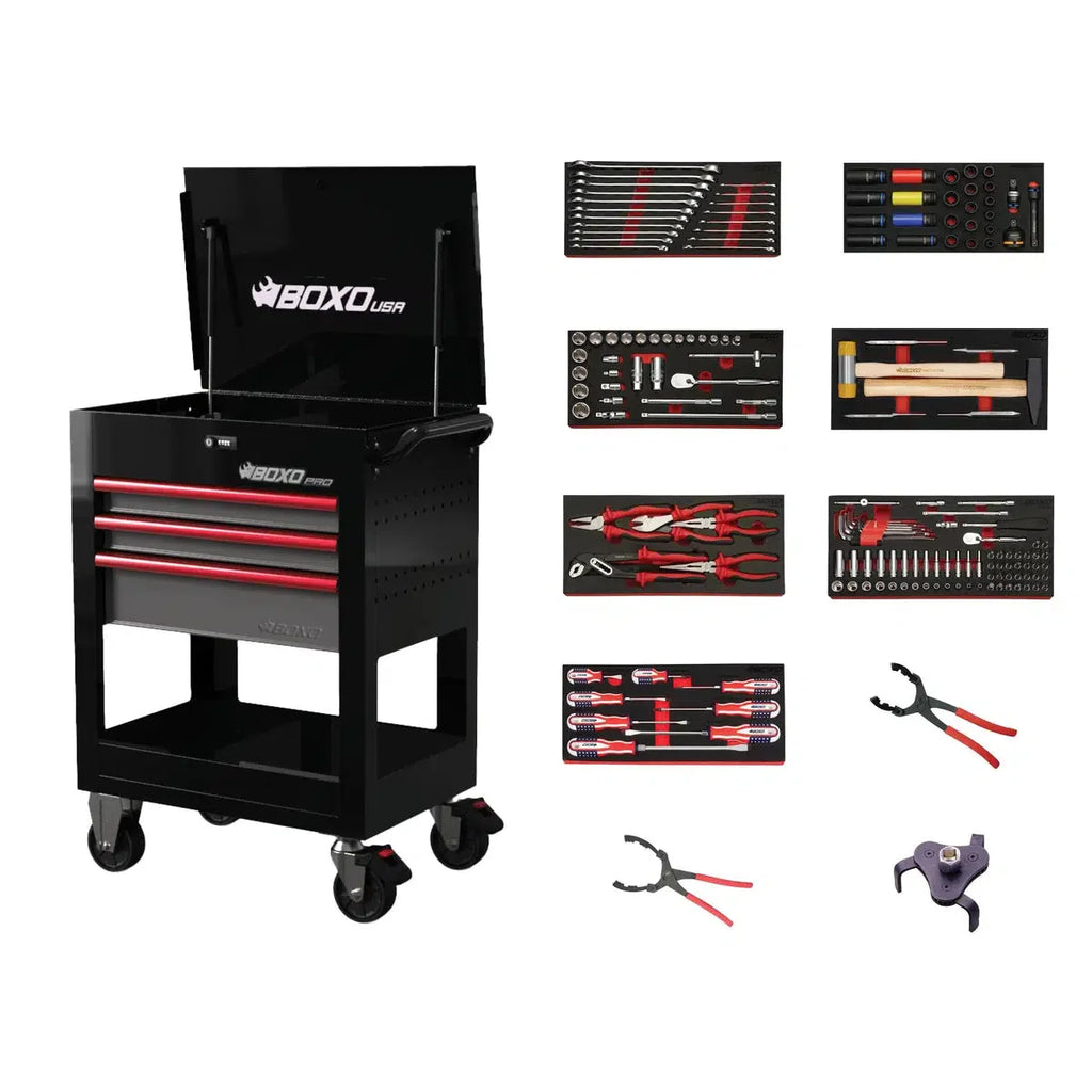 Pro Series | 28" 3-Drawer Flip-Top Service Cart with Quick Service Mas