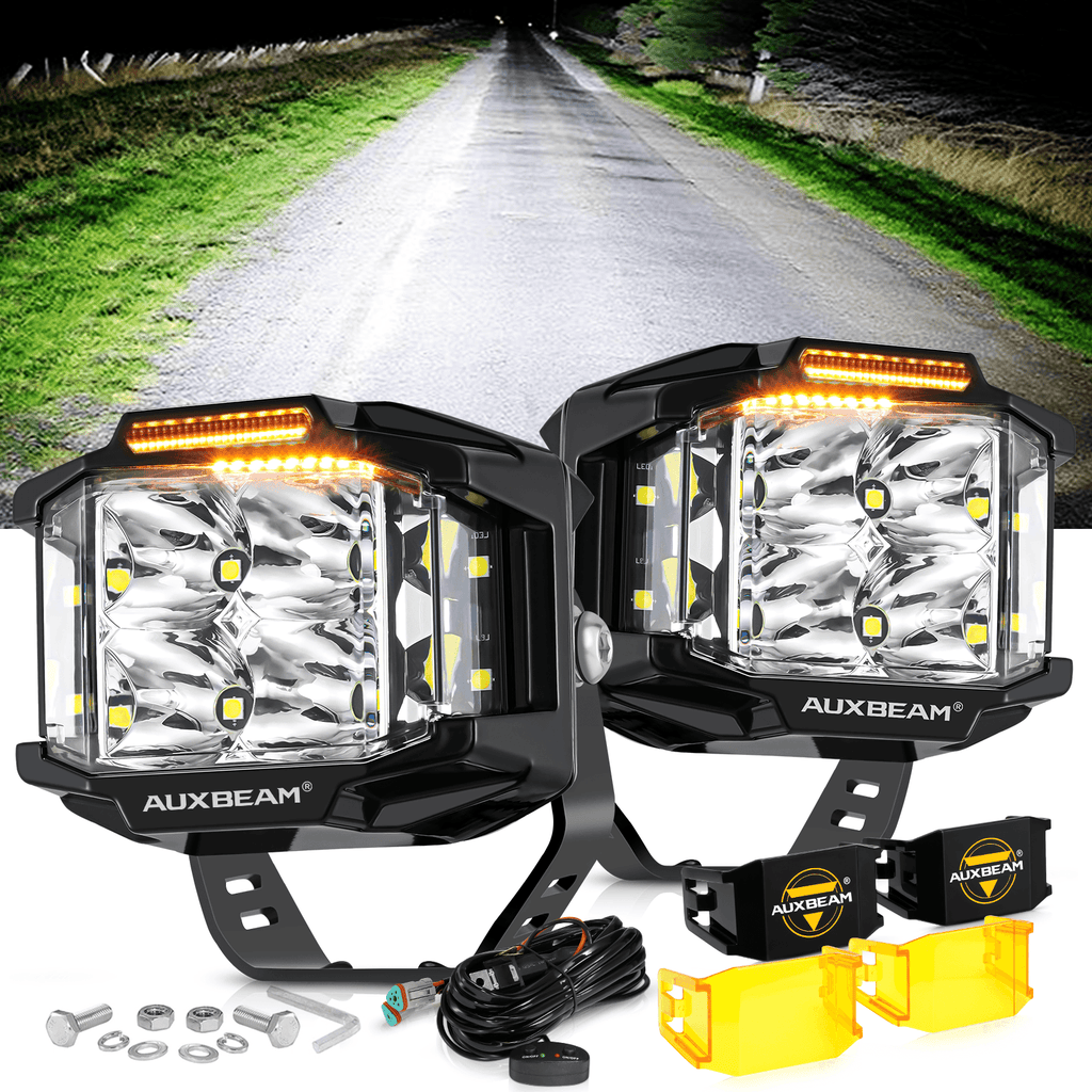 Auxbeam® 4 Inch Side Shooter LED Pod Lights Off Road Lights Amber DRL ...
