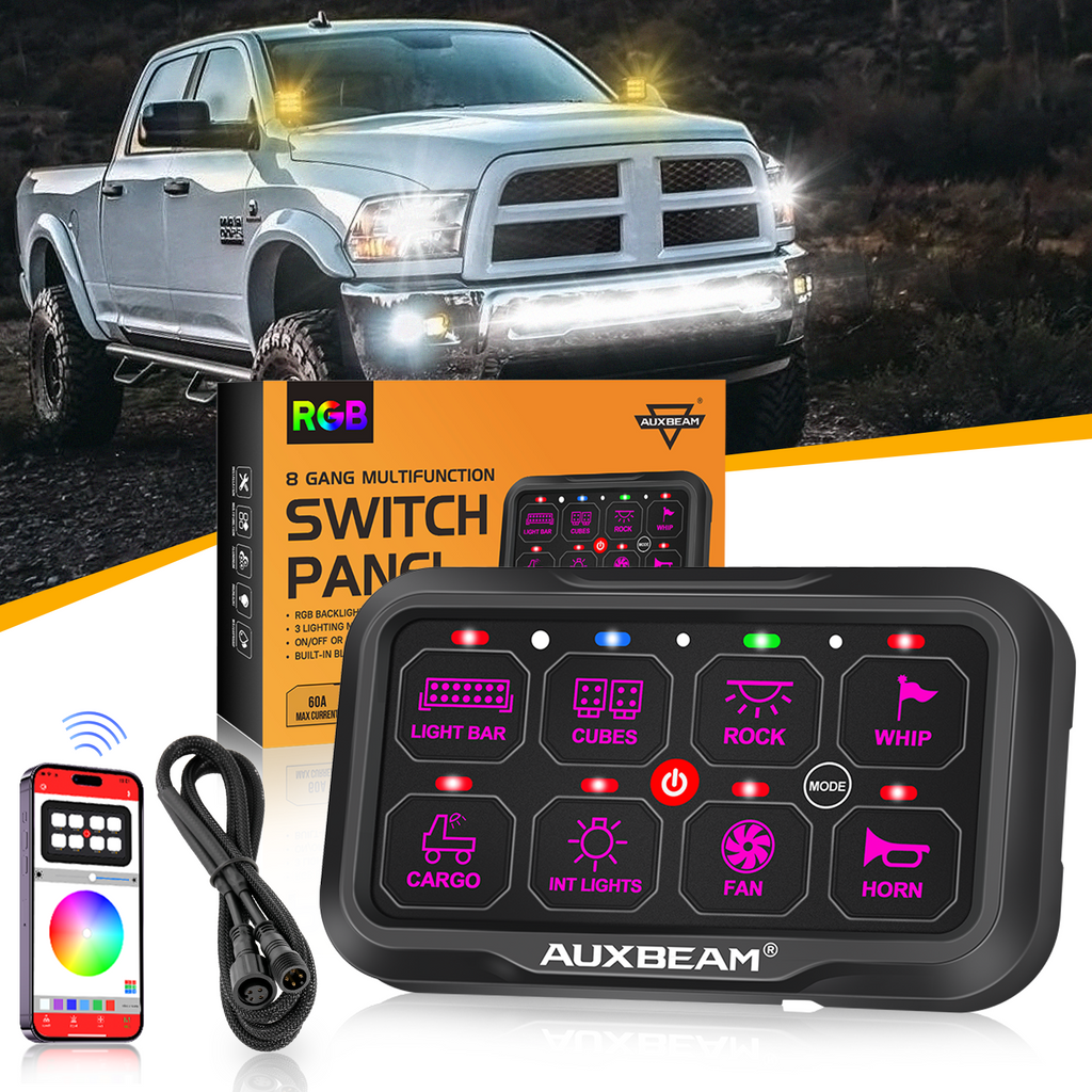 Auxbeam AR-800 RGB 8 Gang Switch panel for Dodge Ram 1500 2500 3500