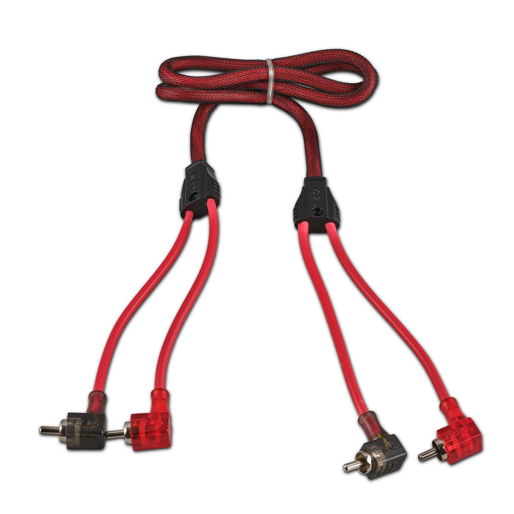 100% OFC Ultra Flex 2-Channel RCA with 90 Degree Ends, Dual Twist Wire